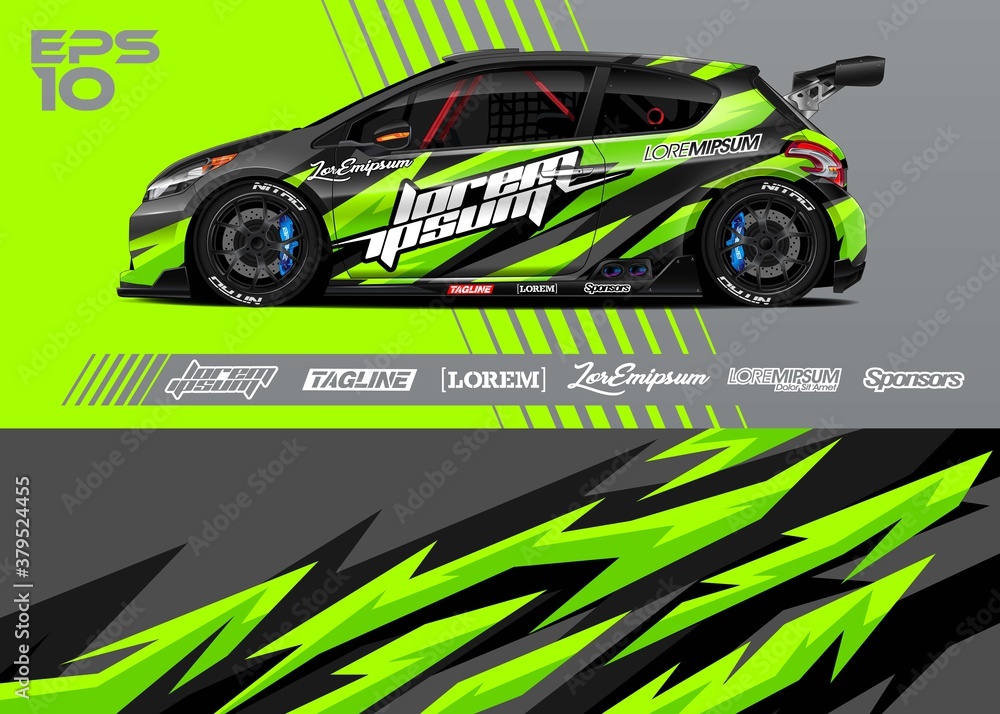 Car wrap decal graphic design. Abstract stripe racing background ...