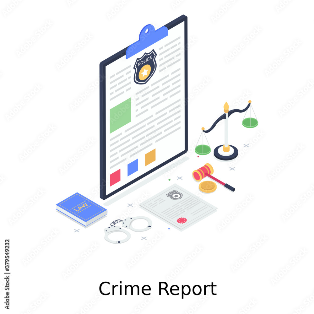 Crime report, murder report concept in isometric style Stock Vector ...
