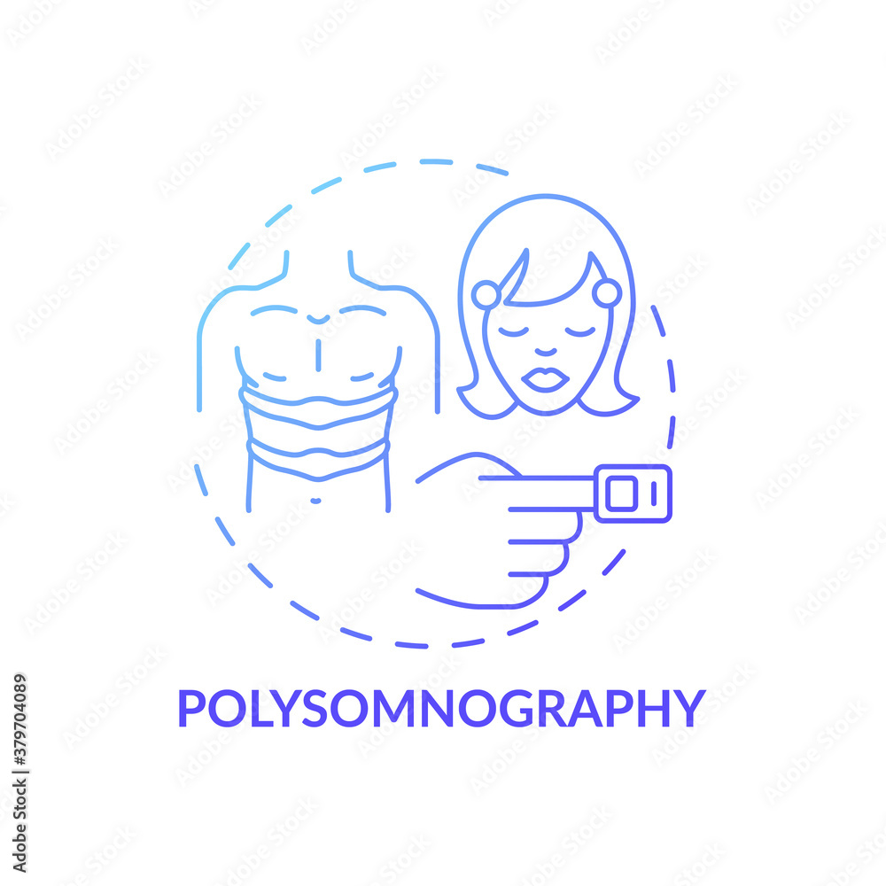 Polysomnography blue gradient concept icon. Daytime nap study ...