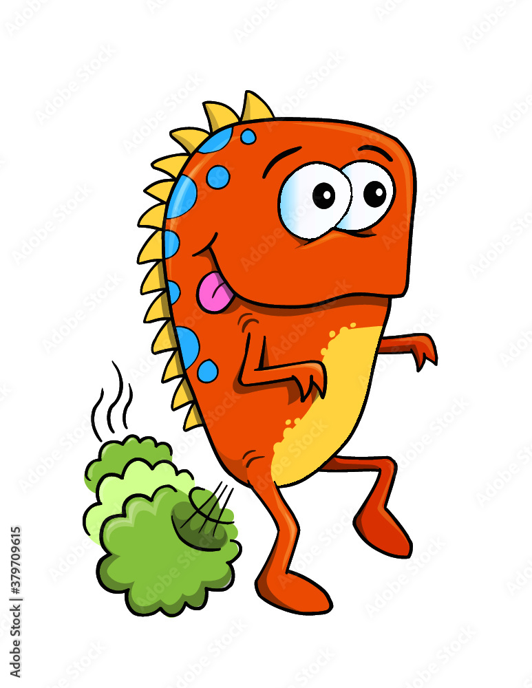 Cute Farting Monster Vector Illustration Art Stock Vector | Adobe Stock