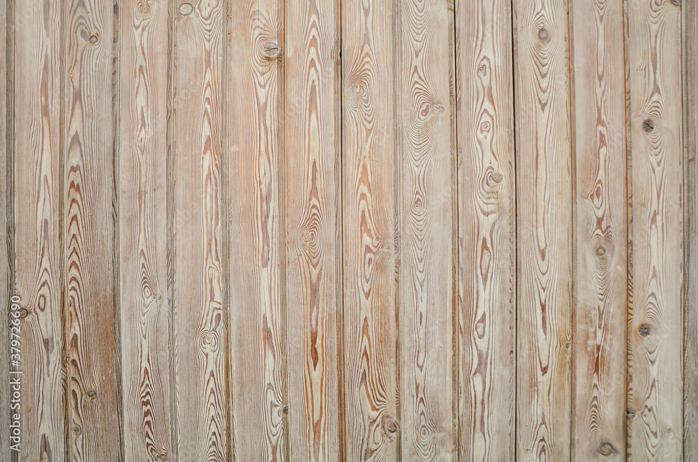 Texture of narrow light wood planks with veins and knots. Vertical ...