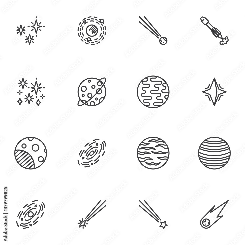 Cosmos, space line icons set, outline vector symbol collection, linear style pictogram pack ...