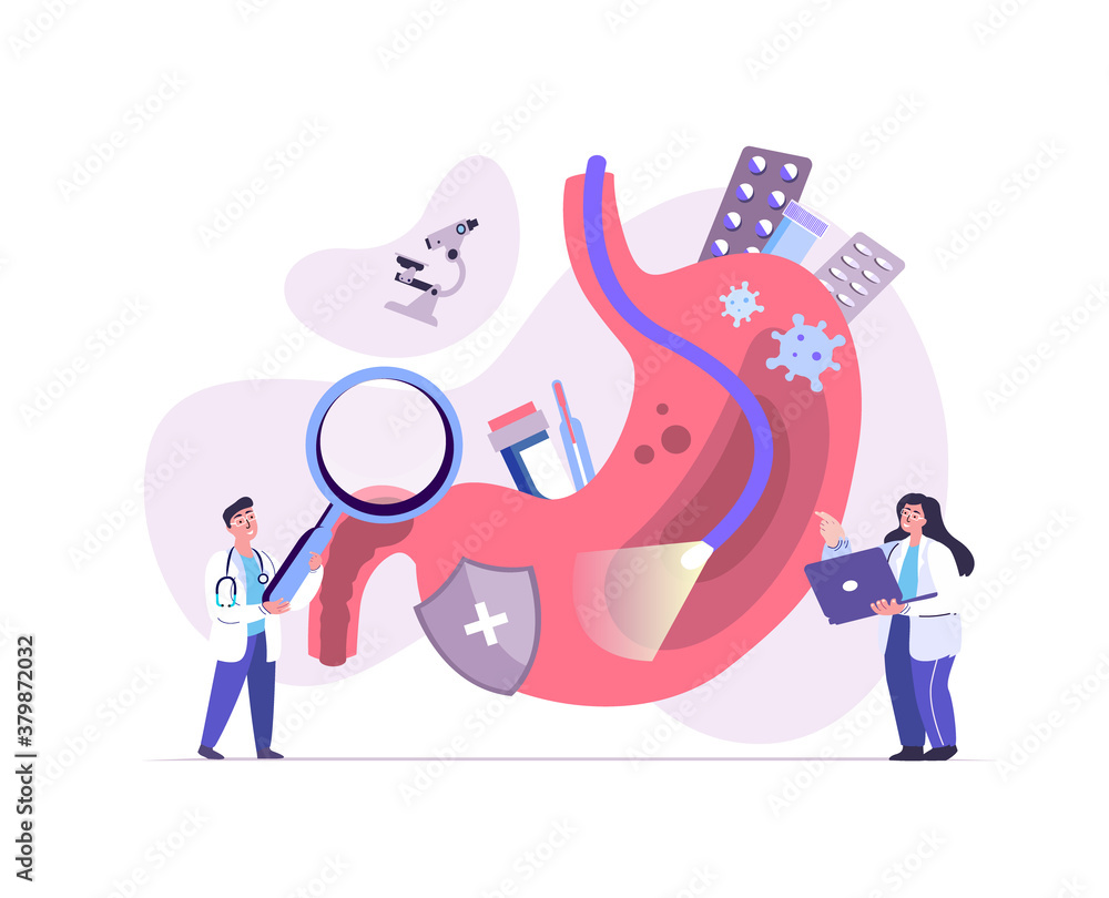 Ilustración de Stock Team of Doctors Gastroenterologist Researching ...