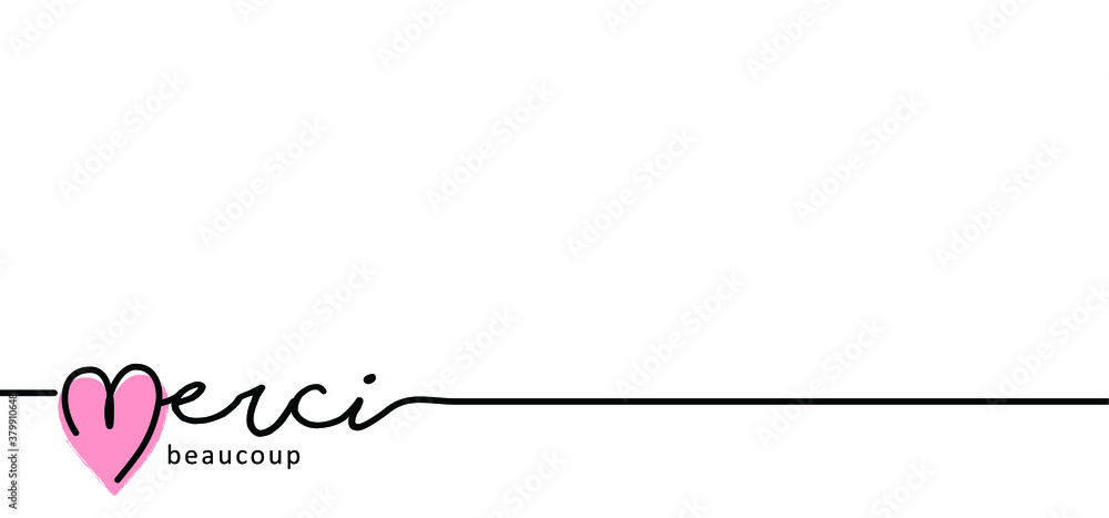 Slogan merci beaucoup with heart. thank you very much. Love month ...