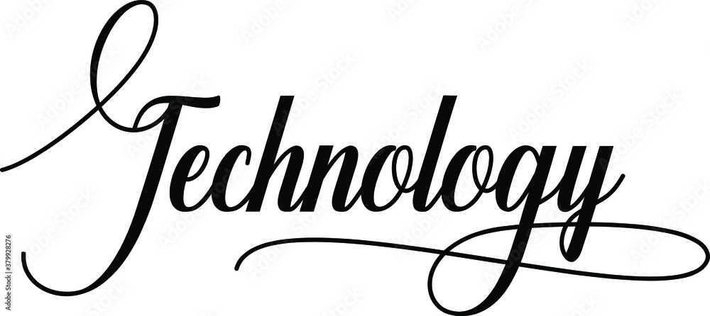 Technology Script Cursive Calligraphy Typography Black text lettering ...