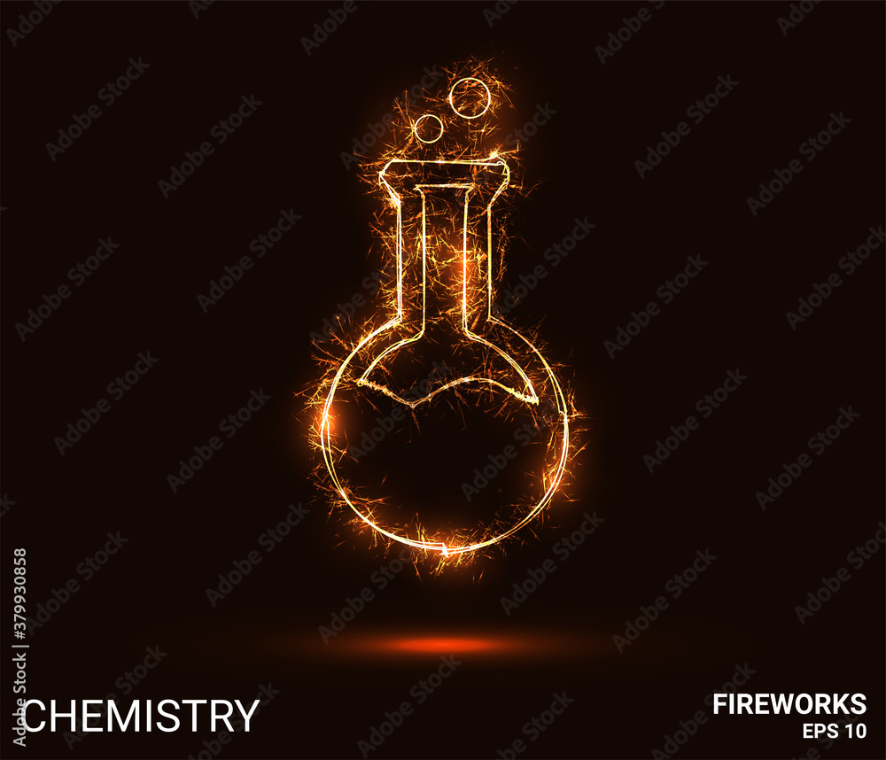 The chemistry of fireworks. A chemical flask consists of sparks and ...