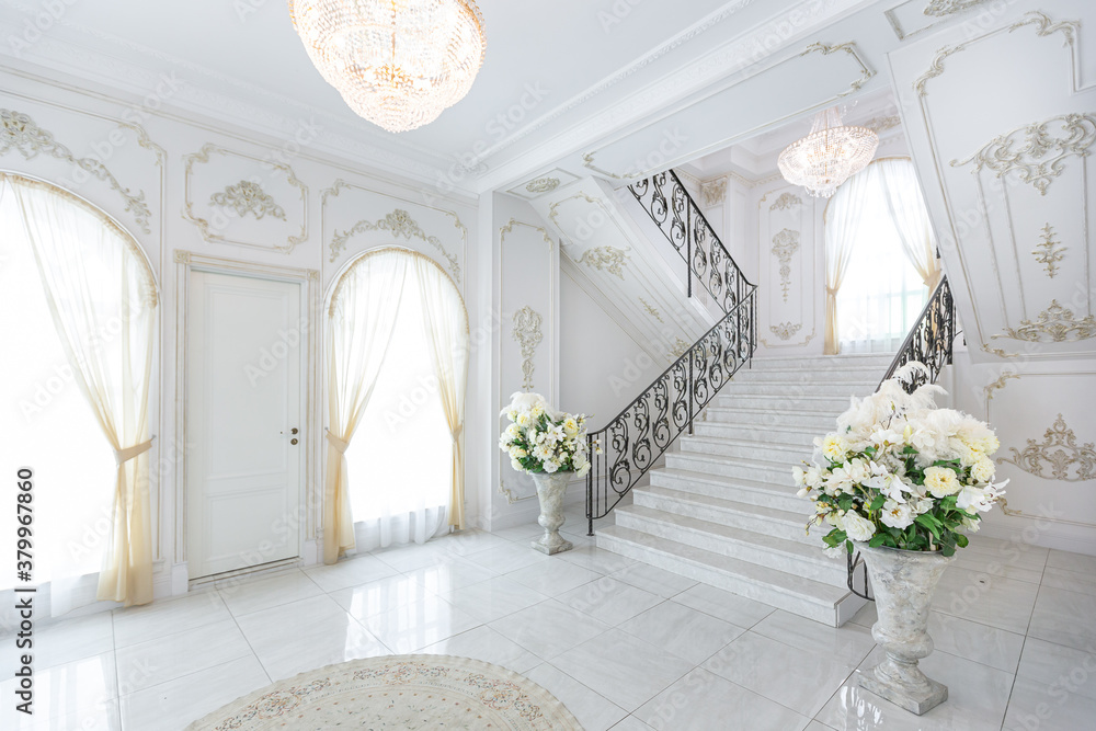 luxury royal posh interior in baroque style. very bright, light and ...