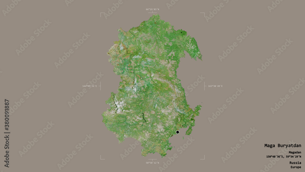 Maga Buryatdan - Russia. Bounding box. Satellite Stock Illustration ...