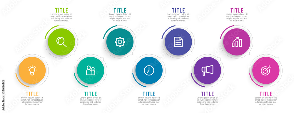 Minimal Business Infographics template. Timeline with 9 steps, options ...