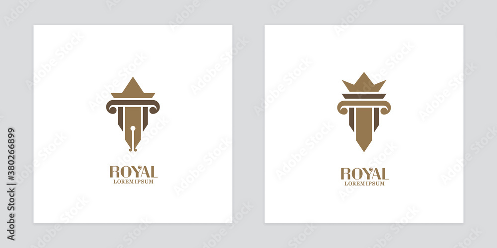 Law Logos with Pen and Antique Columns Stock Vector | Adobe Stock