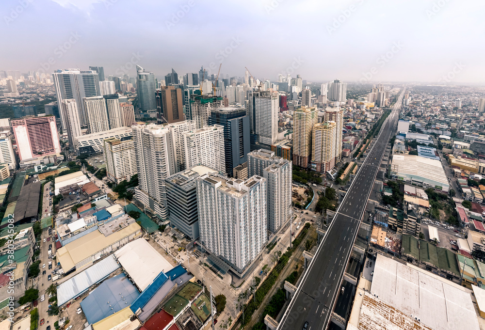 Makati, Philippines - Superwide aerial of Makati Central Business ...
