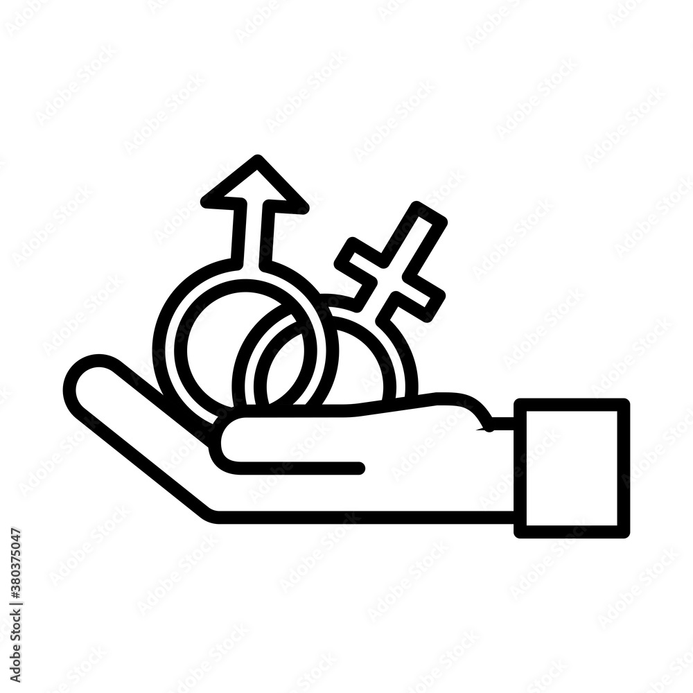 hand lifting genders male and female symbols line style icon Stock ...