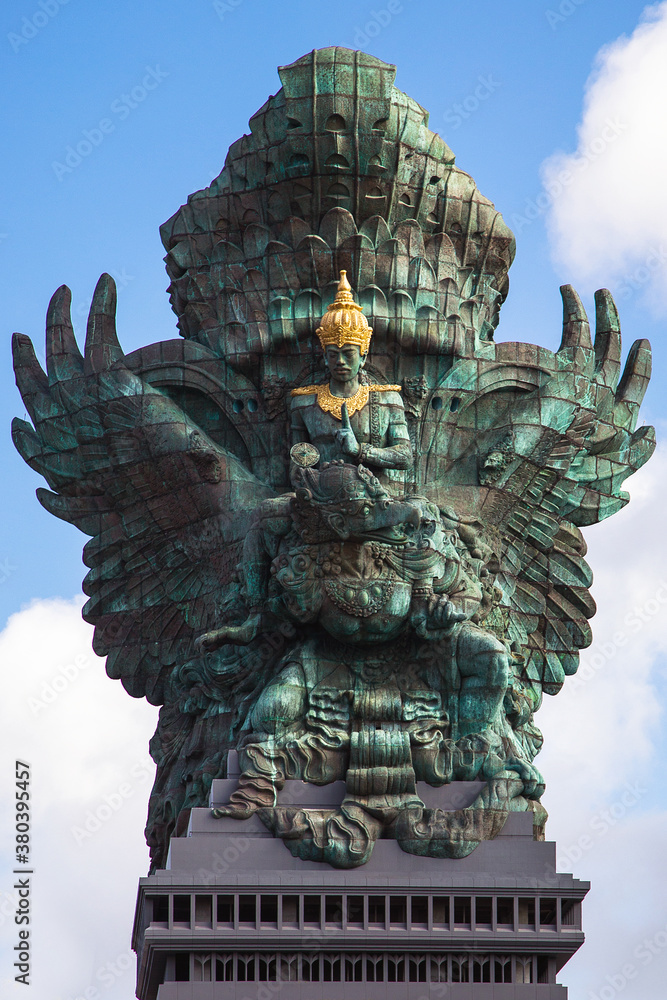View of the representation the Hindu god Garuda. Statue located in ...