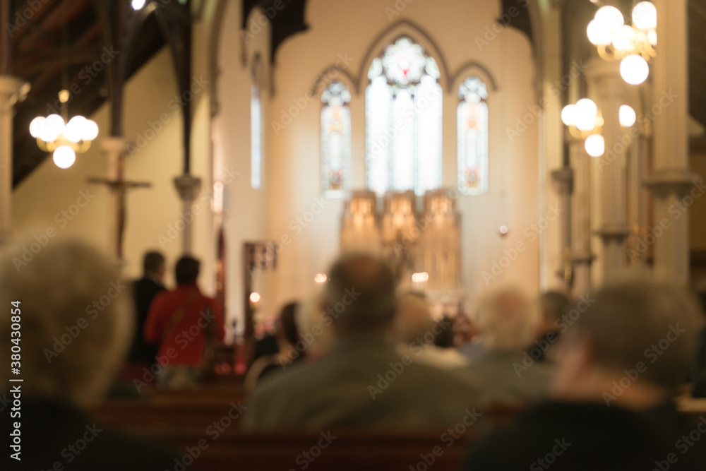 inside a church for a funeral, blurred image Stock Photo | Adobe Stock