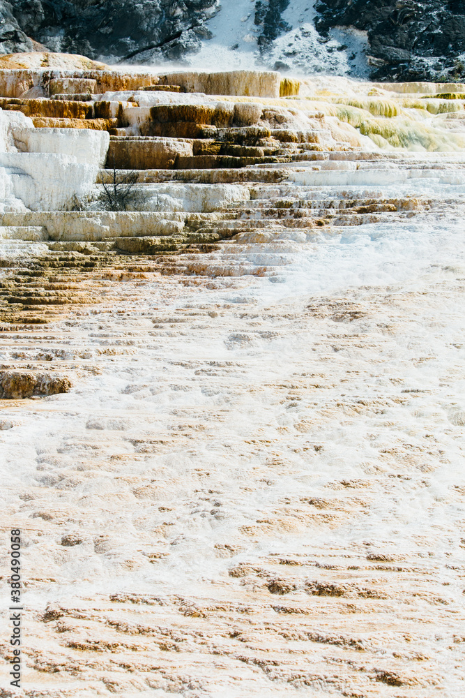 Mammoth Hot Spring Terraces And Travertine In Yellowstone National Park ...