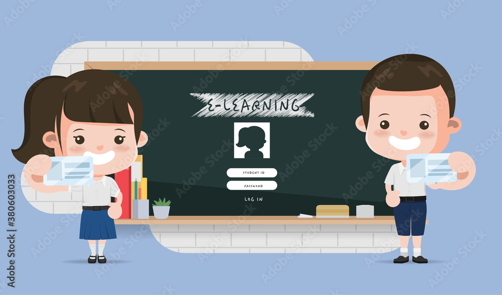 Thai student presenting e-learning online education school. Bangkok Thailand high school ...