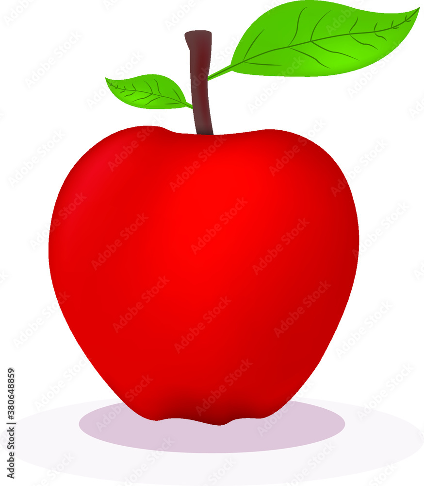 Red Apply with Leaf, clipart vector illustration Stock Vector | Adobe Stock
