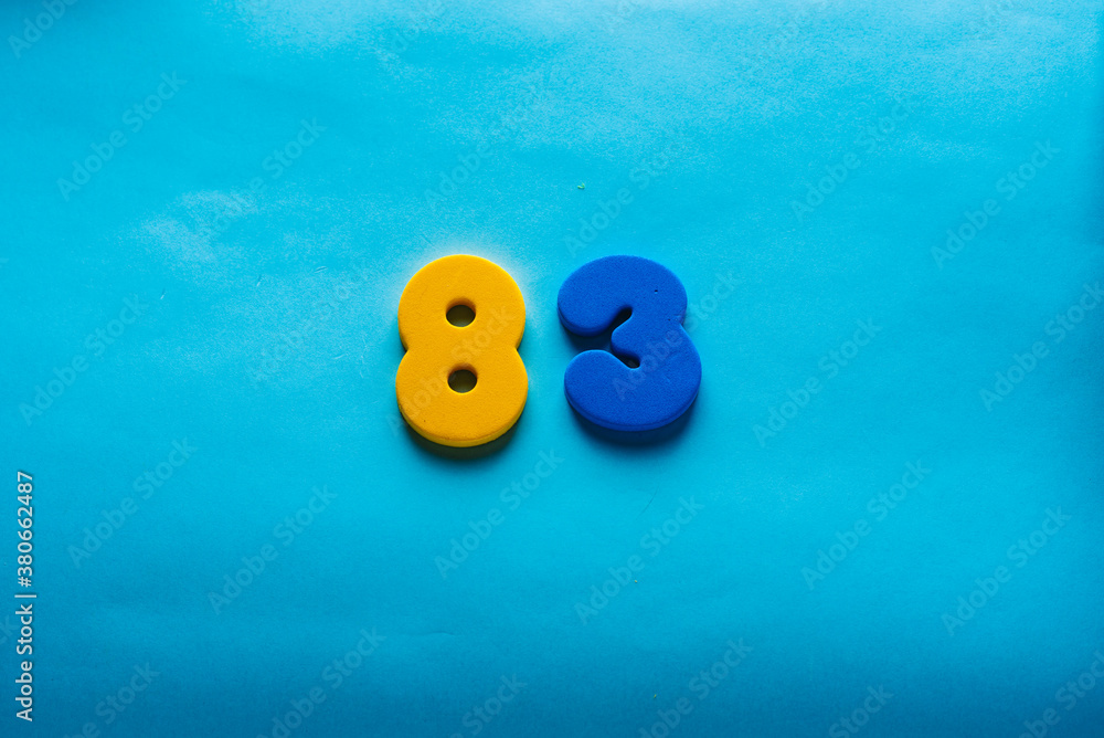 Foto de Stock 83 years old celebrating classic logo. Colored happy ...