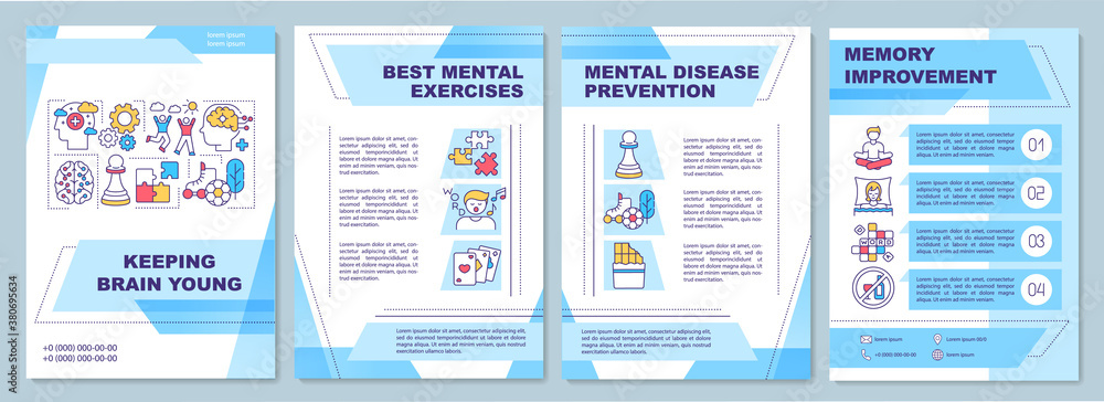 Keeping brain young brochure template. Memory improvement tips flyer ...