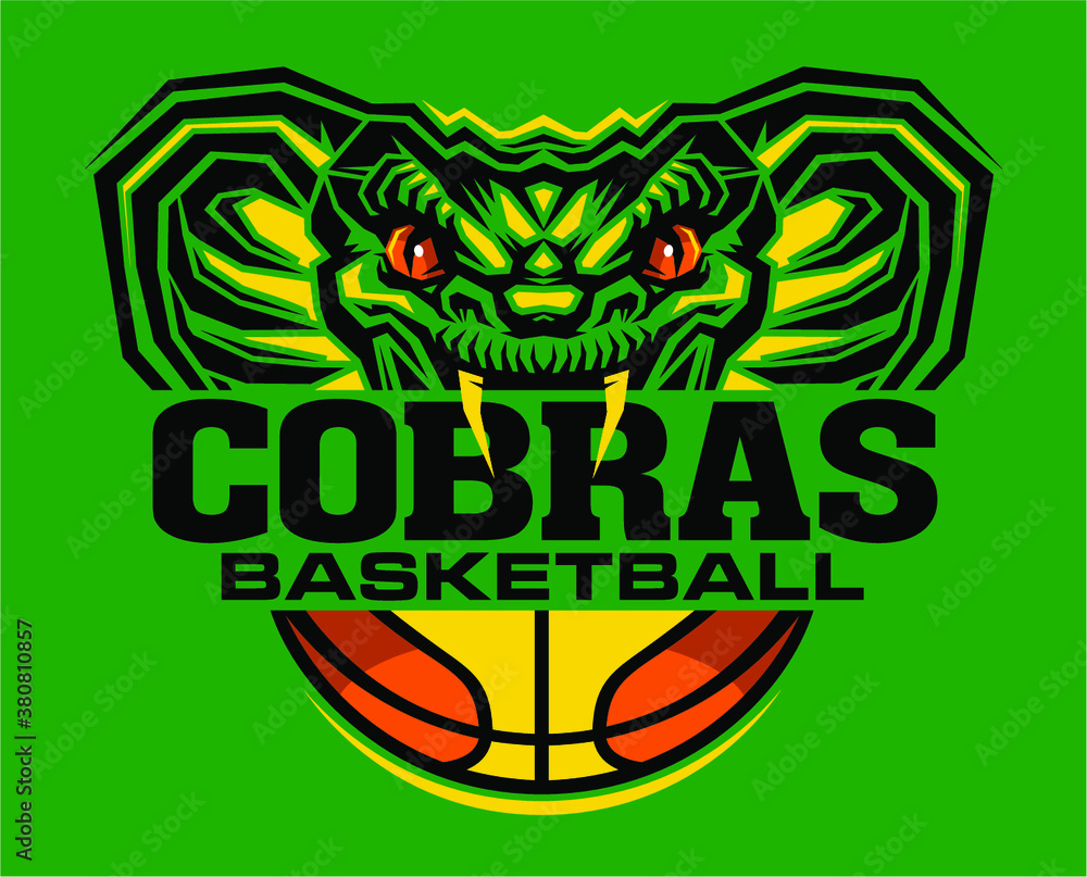 cobras basketball team design with mascot and half ball for school ...