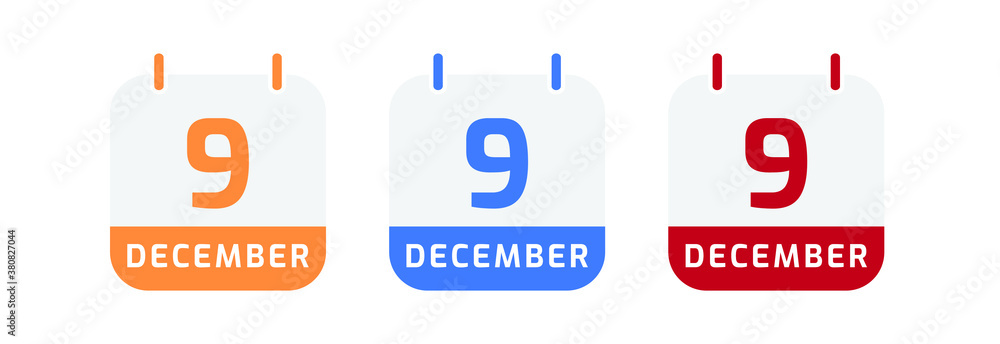 9 december calendar vector design Stock Vector | Adobe Stock