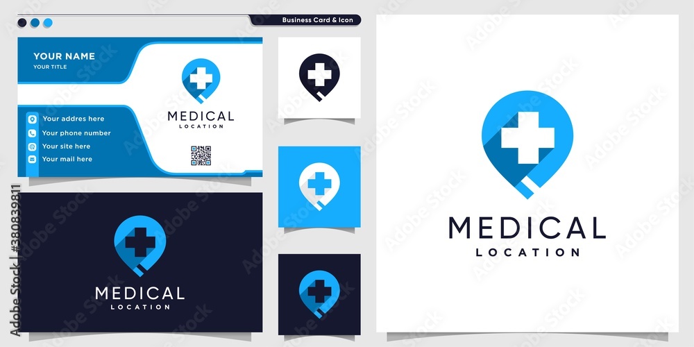 Medical location logo with modern style and business card design ...