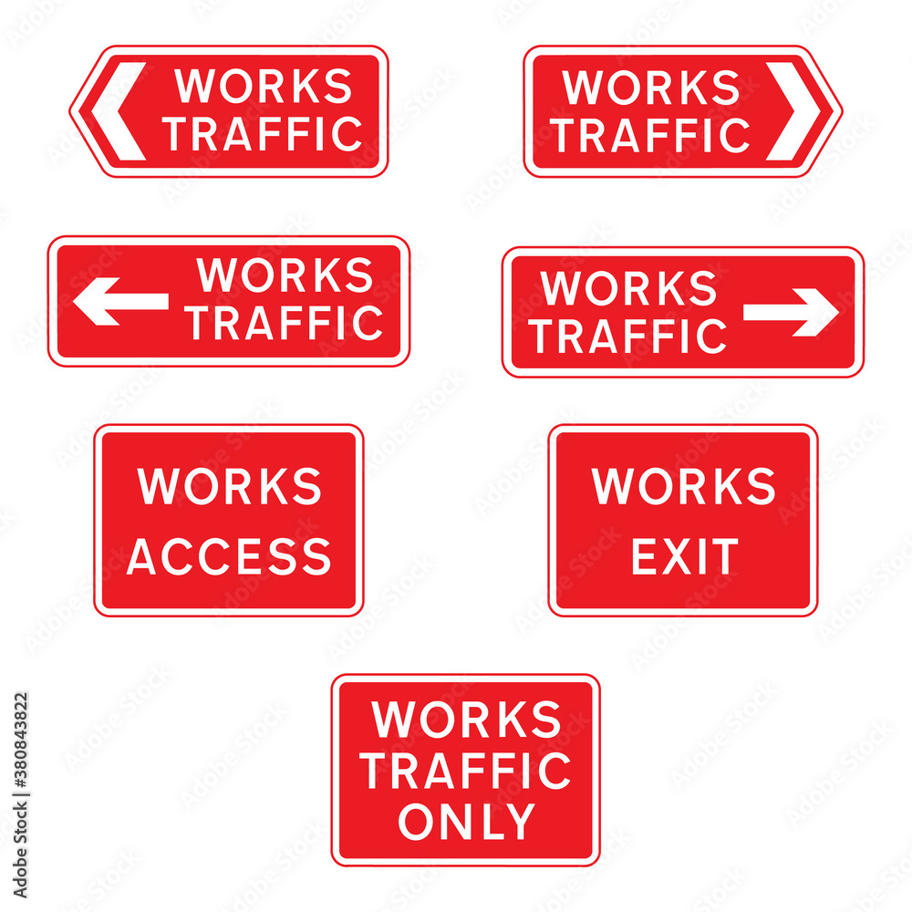 Road Works temporary traffic sign set. Vector illustration of signpost ...