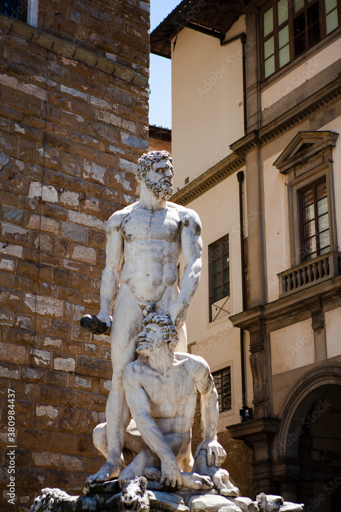 The marble sculptures of Hercules and Cacus created by Michelangelo in ...