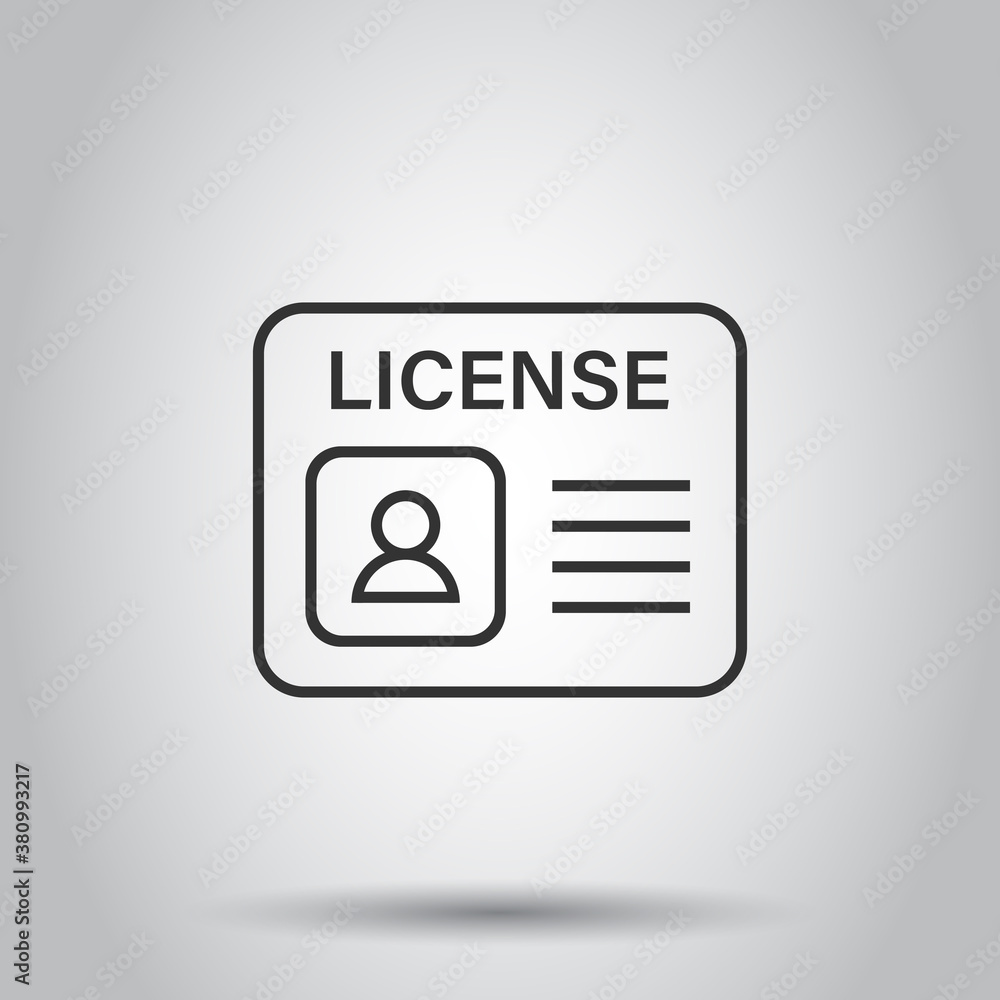 Driver license icon in flat style. Id card vector illustration on white ...