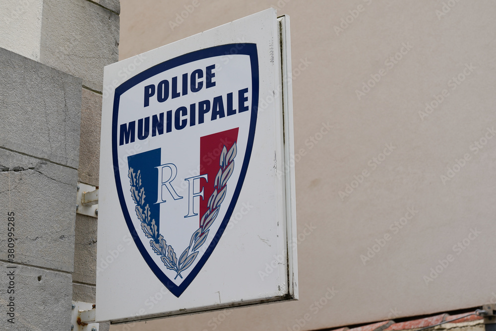 Fotografie Municipal Police building logo and sign in France police ...