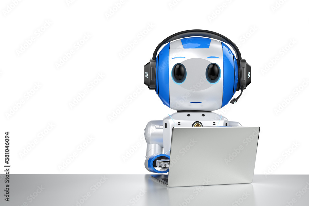 cute artificial intelligence robot with notebook Stock Illustration ...