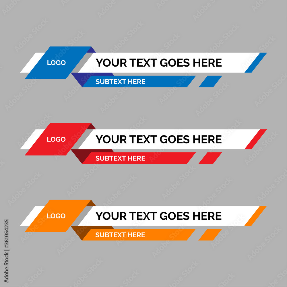 colorful lower thirds set template vector. modern, simple, clean design ...