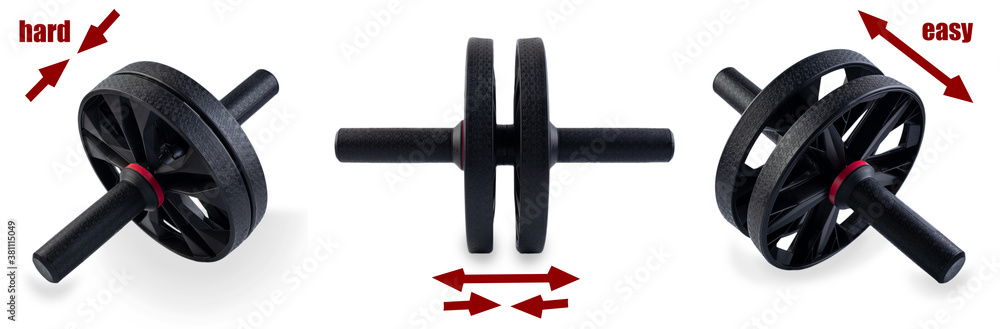Ab Roller with double wheel isolated on white background. Collapsible ...