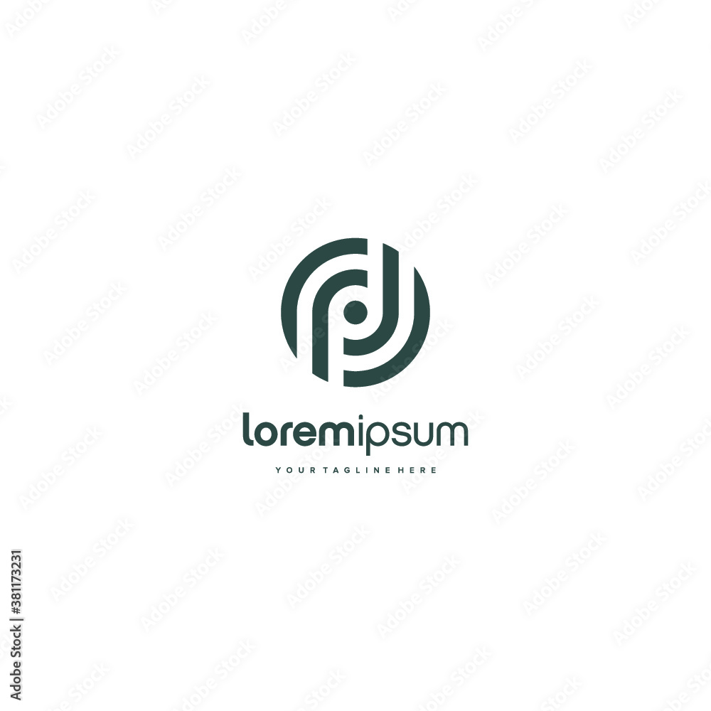 PD alphabet initial DP logo lineart circle vector technologies icon ...