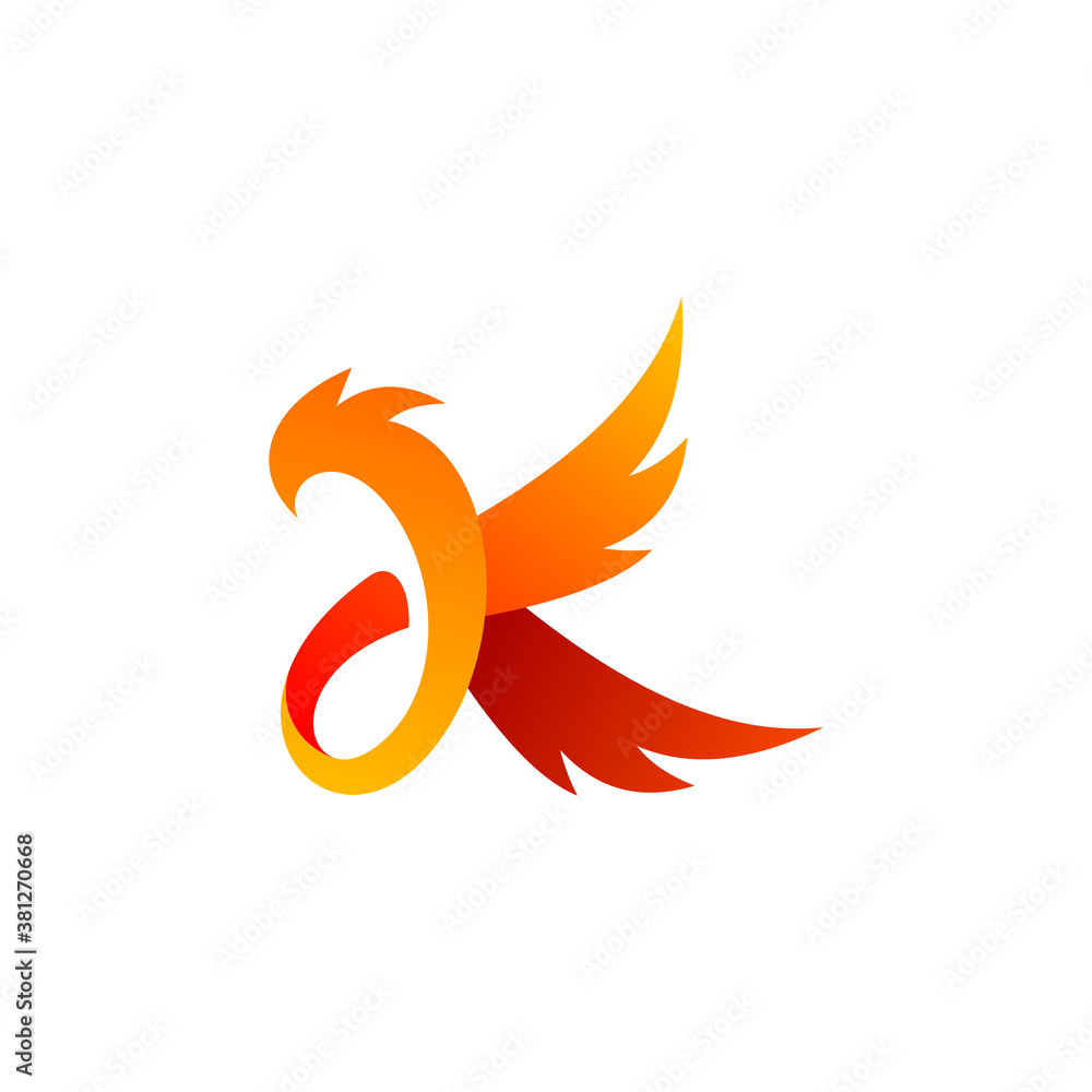 letter K with phoenix logo design Stock Vector | Adobe Stock
