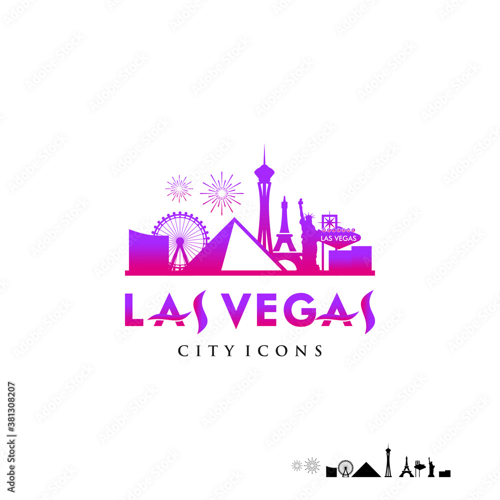 Las Vegas Iconic Buildings Logo Vector. Stock Vector | Adobe Stock