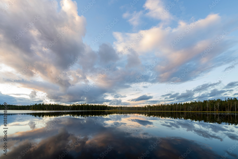 Lake in North Karelia wilderness of Finland. A vast network of well ...