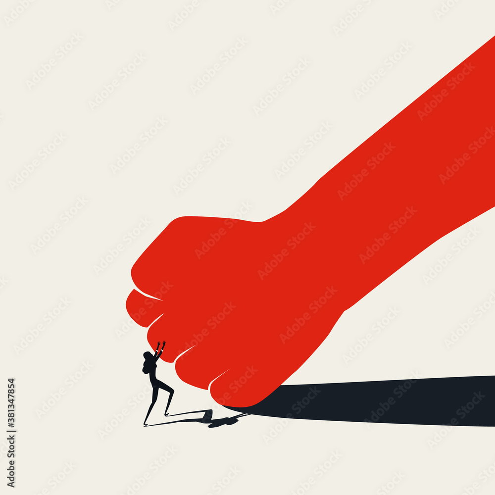 Woman defending herself against violence vector concept. Stop ...