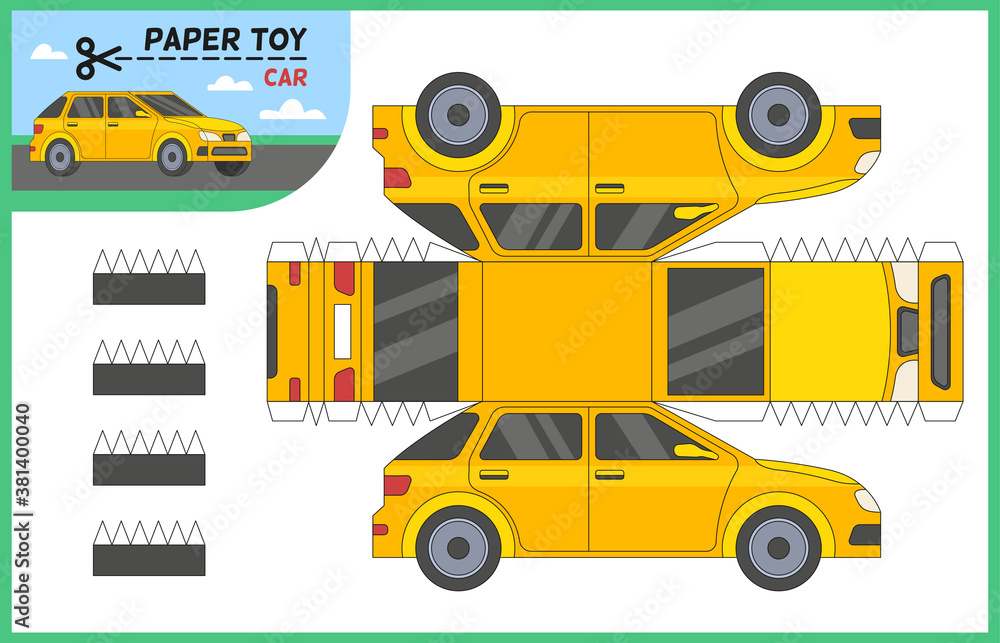 Car paper cut toy. Create 3d vehicle model yourself with scissors and ...
