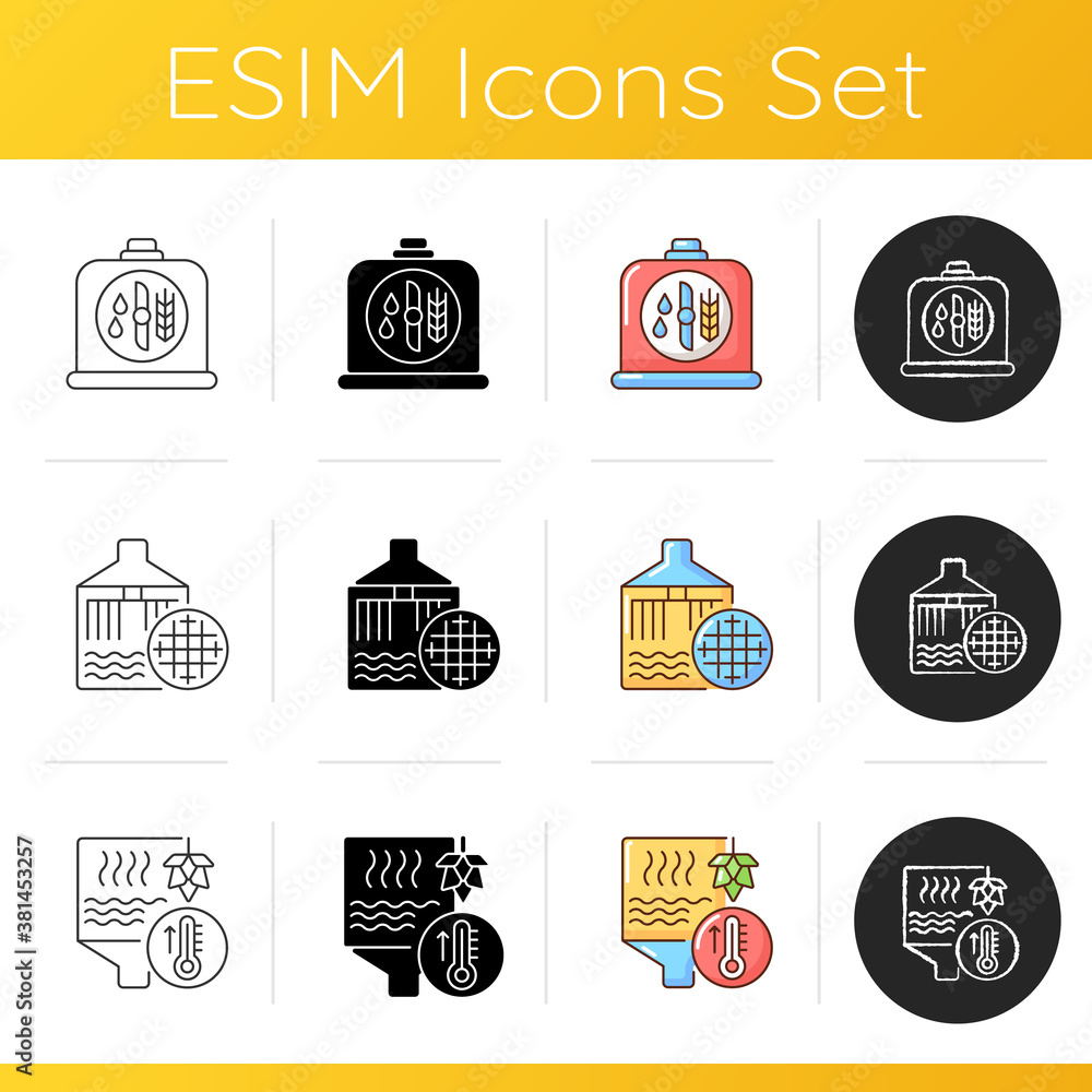 Brewing beer icons set. Brewers yeast for fermentation. Alcohol ...