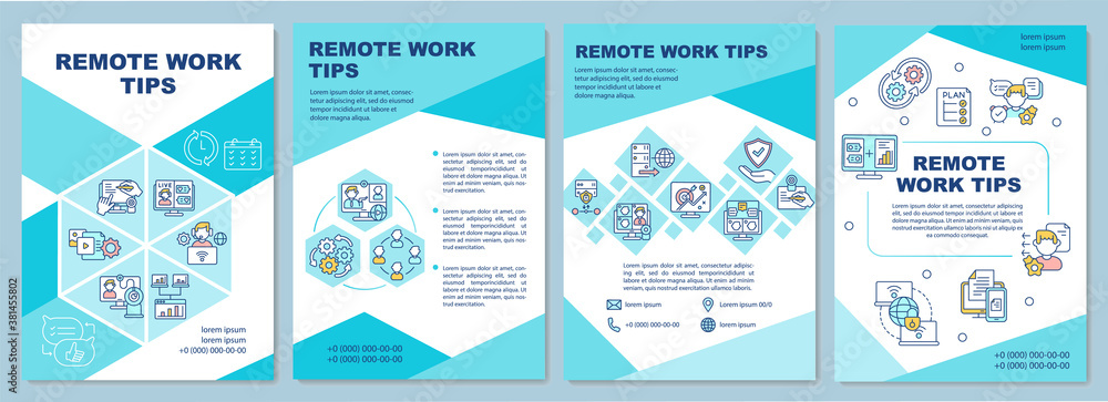 Vector de Stock Remote work tips brochure template. Team productivity ...