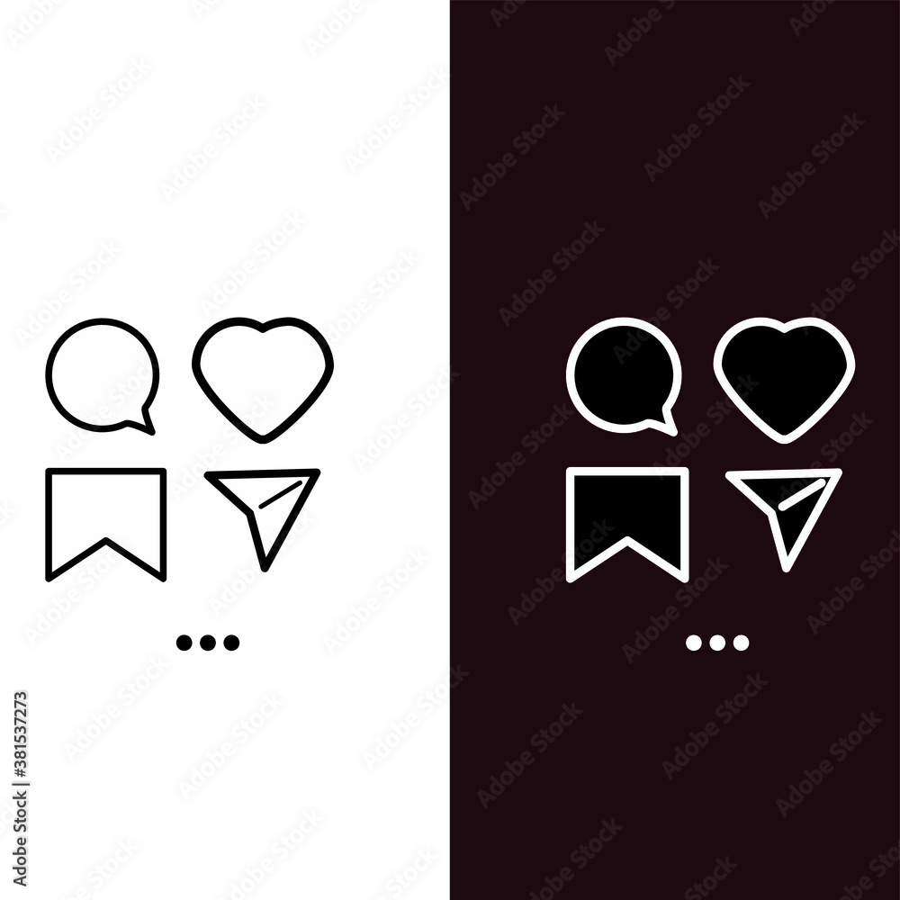 Instagram Like, comment, share and save icons Stock Vector | Adobe Stock