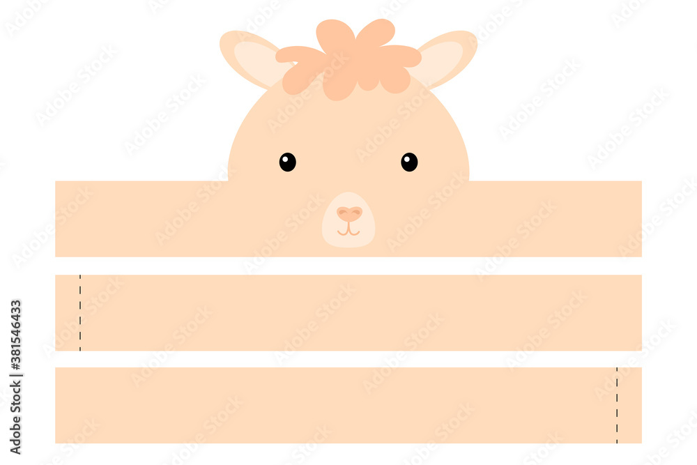 Printable alpaca paper hat. Party crown die cut template for birthday ...