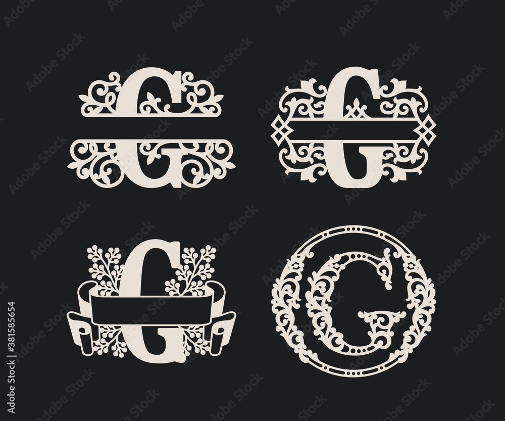 Alphabet Split Monograms, Split Letter Monogram, Alphabet Frame Font ...