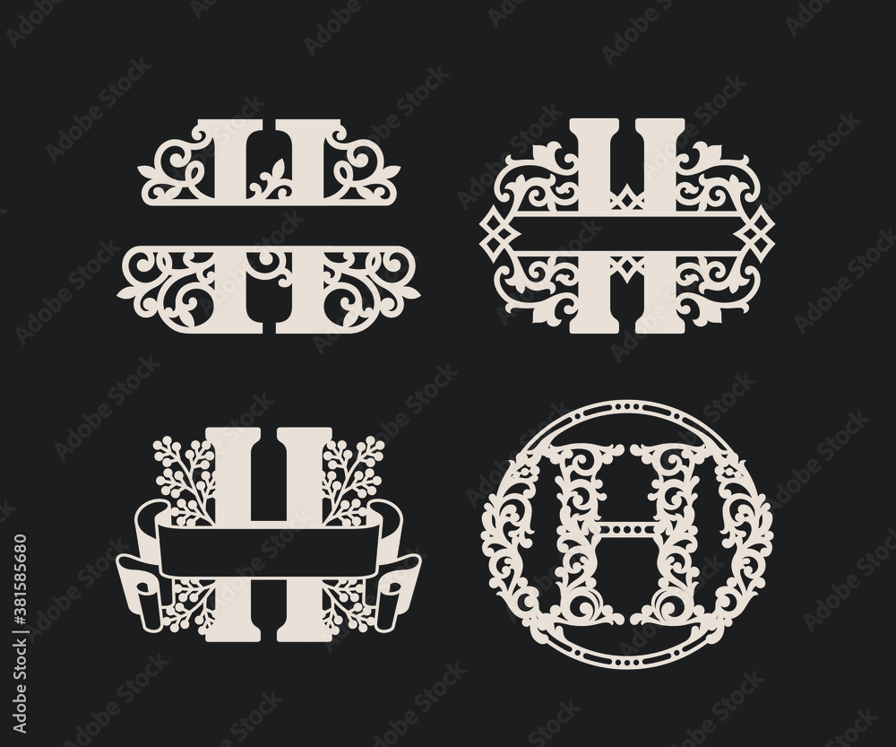 Alphabet Split Monograms, Split Letter Monogram, Alphabet Frame Font ...