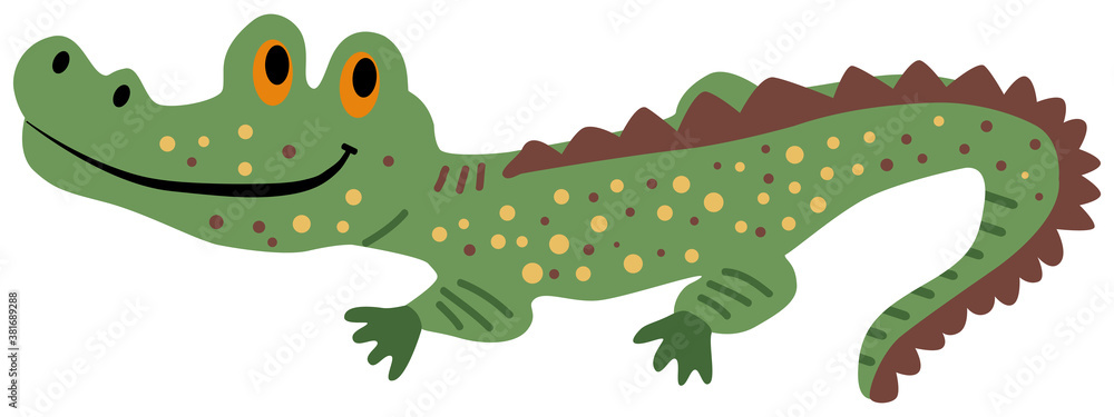 Cute crocodile animal illustration in cartoon style. Character vector ...