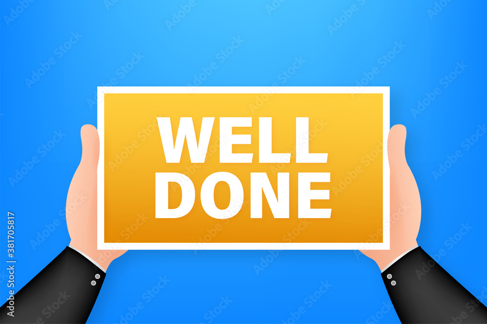 Well done cartoon poster with hand holding placard for banner design ...