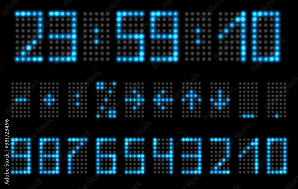 Image vectorielle Stock LED numbers with blue neon glowing effect ...