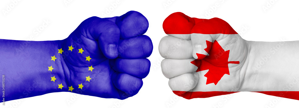 Foto de Stock Two hands are clenched into fists and are located ...