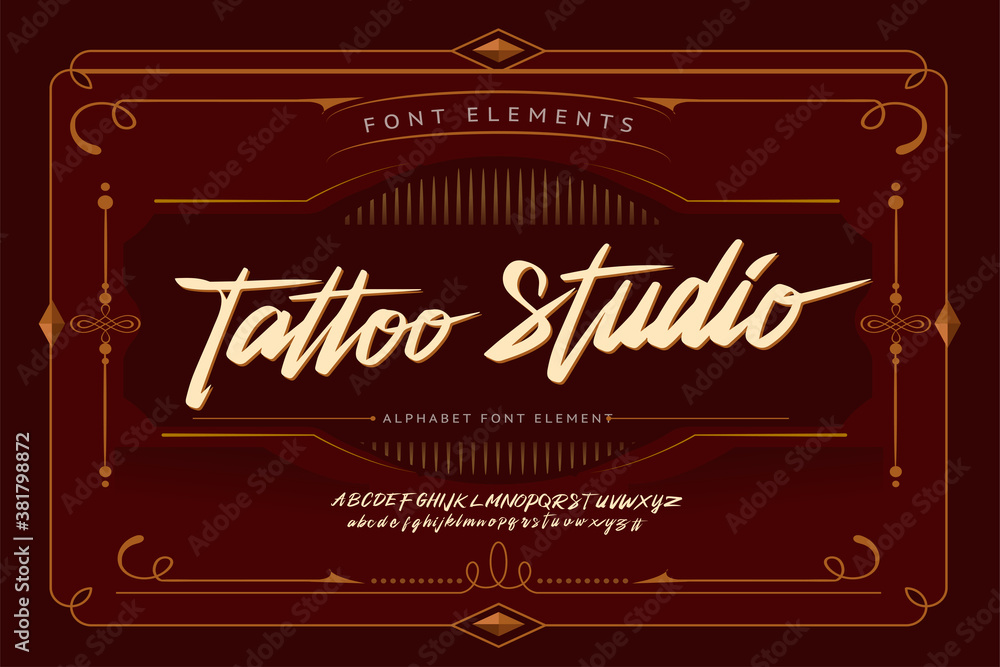 Tattoo Studio alphabet, Hand drawn font lowercase and uppercase ...